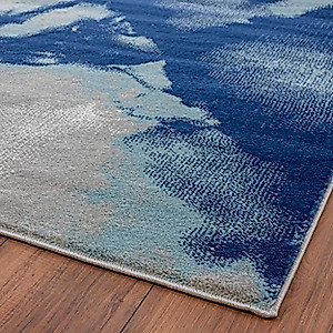 LUXE WEAVERS Victoria Collection 9163 Blue Modern Abstract Watercolor Stain Resistant Area Rug 5x7