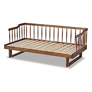 Baxton Studio Muriel Modern and Transitional Walnut Brown Finished Wood Expandable Twin Size to King Size Spindle Daybed