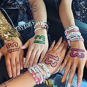 48 Pcs Eras Tour Merch, Glow in Dark/13 Hand/13/Temporary Tattoos, Party Accessories for Swifties Gifts