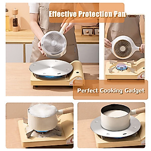 Heat Diffuser Plate for Gas Stove, Gocoffun Stainless Steel Induction Adapter Plate with Removal Handle, for Cookware Simmer Ring Induction Hob Plate Heat Diffuser(11inch)