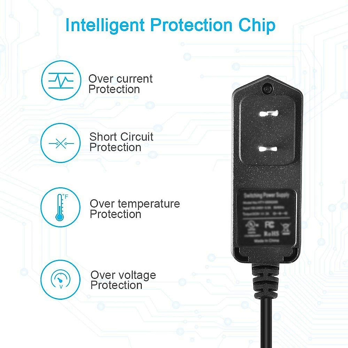 BOLWEO 12V 1A Power Supply Adapter Charger Cord for Kids Ride on Car LED Strip Lights Speaker Router Monitor IP CCTV Camera Alarm Siren Horn Telescope Fan Credit Card Machine AC DC Barrel 5.5x2.1mm