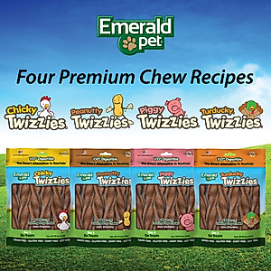 Emerald Pet Twizzies Dog Chews No Rawhide — Healthy and Tasty Rawhide Free Dog Chew Sticks — 100% Digestible, High Protein, Grain Free Dog Treats — Made in USA — Chicky, 6" Stick (6 Count/2 Pack)