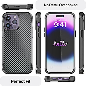 REBEL Phone iPhone 14 Pro Max Case Series GEN-4 Aramid Fiber, Strong MagSafe Compatible, Protective Shockproof Corners, Metal Buttons, Upgraded Slim Case for iPhone 14 Pro Max 6.7 2022 (Black)