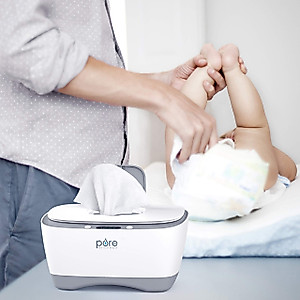 PureBaby™ Wipe Warmer with Digital Display - Easy-Feed Dispenser with 3 Heat Settings, LCD Display, 80 Wipe Capacity, Naturally Steam Heated for Comfort and Safety for Baby