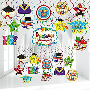 Yisong 46 Pieces Preschool Graduate Party Decorations Kindergarten Graduation Party Congrats Hanging Swirl for Pre Elementary Celebration Graduation Party Class of 2023 Ceremony School Party Supplies