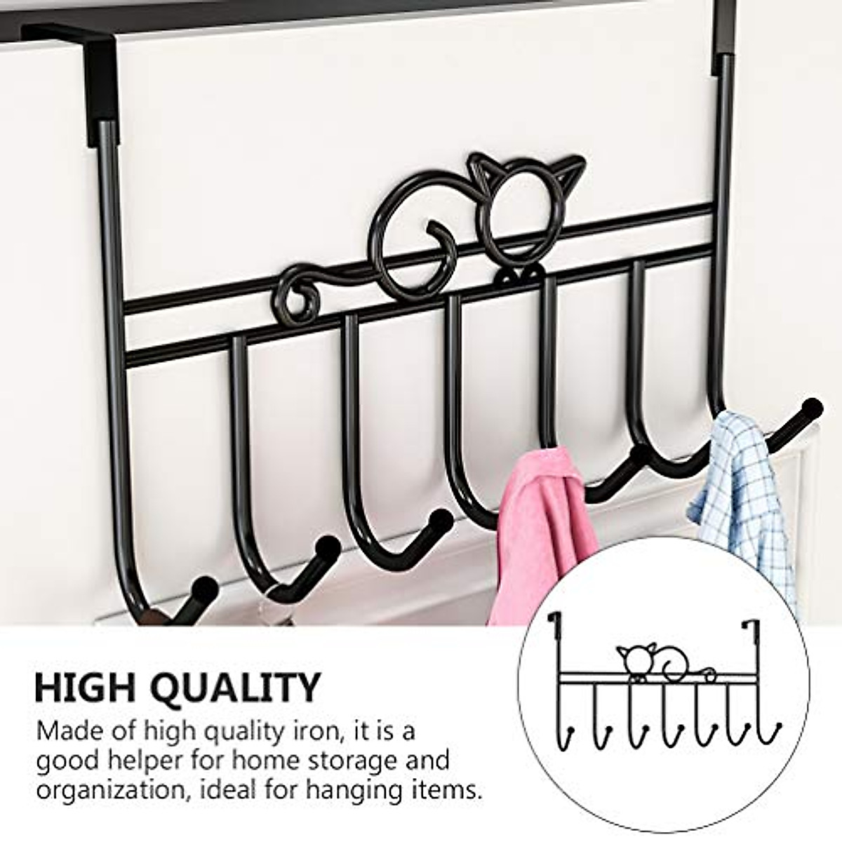 Yardwe Over The Door Hook Hanger Cat 7 Hook Rack Shirt Belt Hat Coat Towel Organizer Iron Hook
