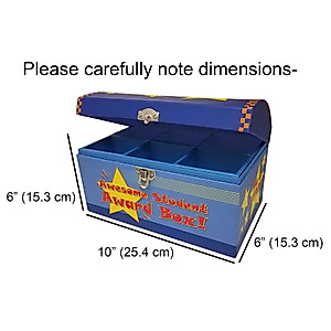 My Tiny Treasures Box Company Treasure Chest Box Desktop Size 10"x6"x6" for Teachers and Classroom Toy Prizes Awards for Star Students