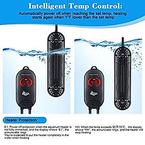 AQQA Aquarium Heater 800W for 80-220 Gallon Submersible Fish Tank Heater for Aquarium Betta Fish Heater Aquarium Thermostat Heater Hydroponic Freshwater & Saltwater (800W, 80-220Gal)