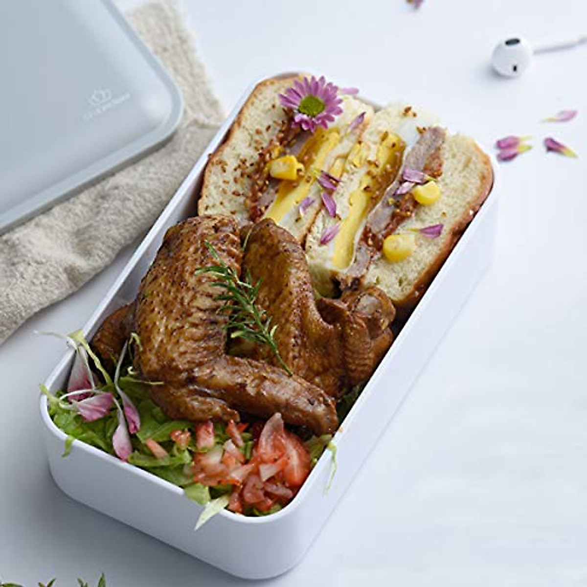 Back to School Students Adults Lunch Box for Men Japanese Bento Box 2 Tier Lunchbox Stackable Food Container with Built-in Utensil Set Insulated Lunch Bag Soup Mug Compartment for Office Work Camping