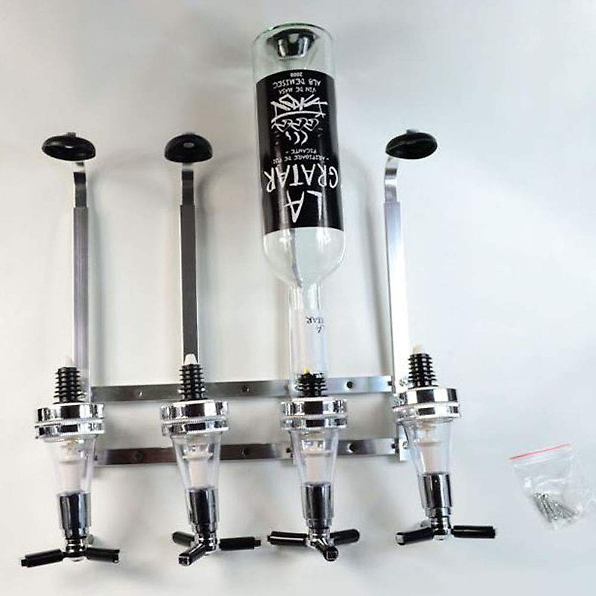 4 Bottle Liquor Dispenser, Wall Mounted Spirit Drinks Stand Optic, Spring-Loaded Wine Dispenser Stand Drinking Pourer Bottle Holder