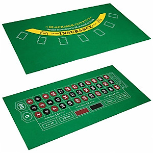 Brybelly Blackjack and Roulette Table Felt | Gaming Mat Perfectly Sized to Fit Most Dining Room Tables | Roll Out Felt for Casino, Gambling Games | Double-Sided Felt for Casual and Entry Level Gamers