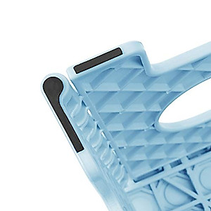 Casafield 9" Folding Step Stool with Handle, Blue - Portable Collapsible Small Plastic Foot Stool for Kids and Adults - Use in The Kitchen, Bathroom and Bedroom