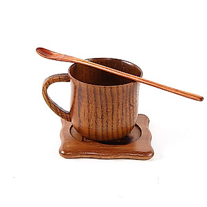 Handmade Natural Wooden Mixing Spoons for Milk Honey 8'' Long Handle Teaspoon Coffee Spoon Stir Stick Set of 3