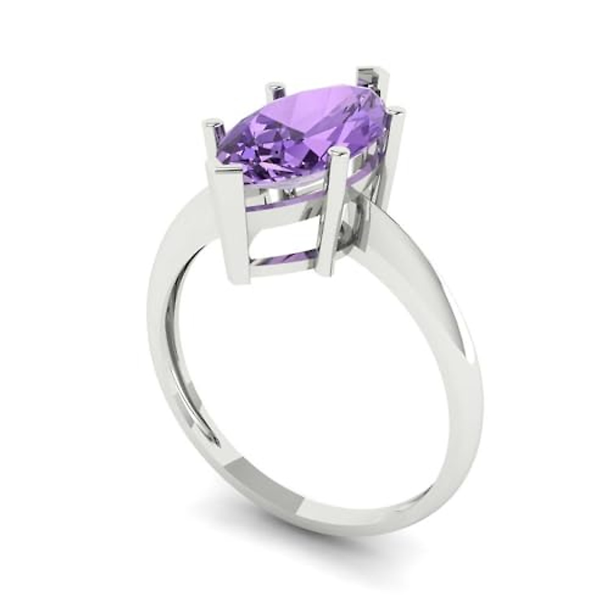 Clara Pucci 2.50 ct Marquise Cut Solitaire Simulated Alexandrite Engagement Bridal Promise Anniversary Ring 18K White Gold Size 6.25