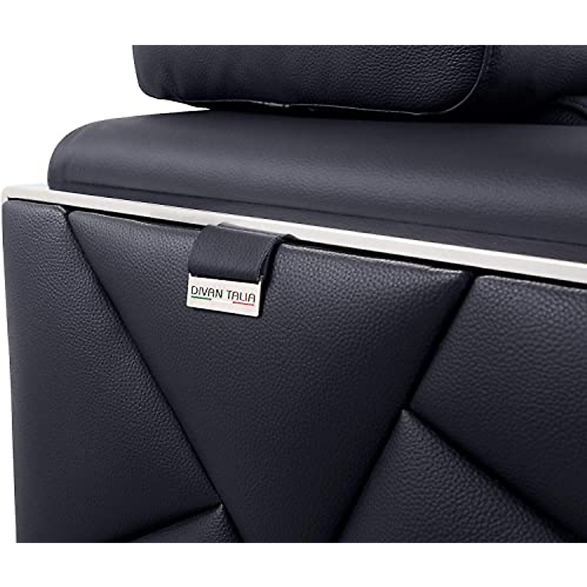 Blackjack Furniture Gianni Mid Century Modern Italian Leather Living Room Sofa, Black