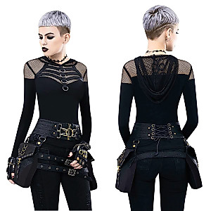 Waist Bag Belt Purse Fanny Pack Crossbody Motorcycle Hiking Phone Holder Wallet Vintage Leather Casual Fashion Daypack Gothic Festival Costume Hip Pouch for Women Men (Com)