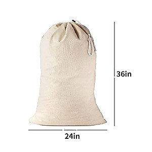 2 Pcs Cotton Laundry Bags 24" x 36" Extra Large Washable Dirty Clothes Organizer Drawstring Cotton Storage Bag for Storing Clothes Toys