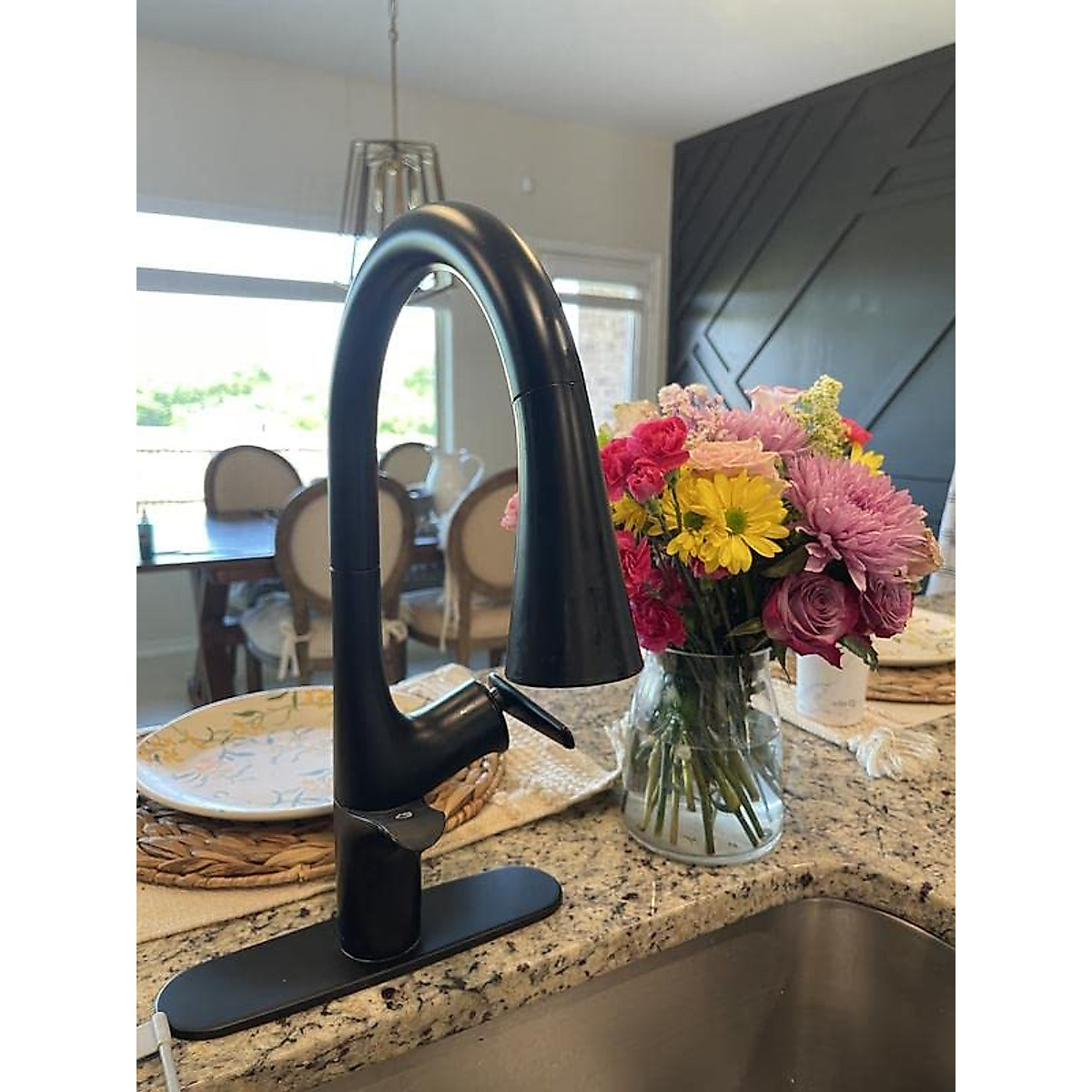 Kohler Safia 1-Handle Pull Down Sprayer Kitchen Faucet with Integrated Soap Dispenser in Matte Black