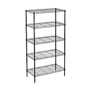 5 Tier Wire Shelving Unit Storage Rack, Metal Heavy Duty Utility Organizers, Organization Units for Products Plant Pantry, Garage, Laundry Racks Durable Shelf Stand,14"W x 30"L x 60"H, Black