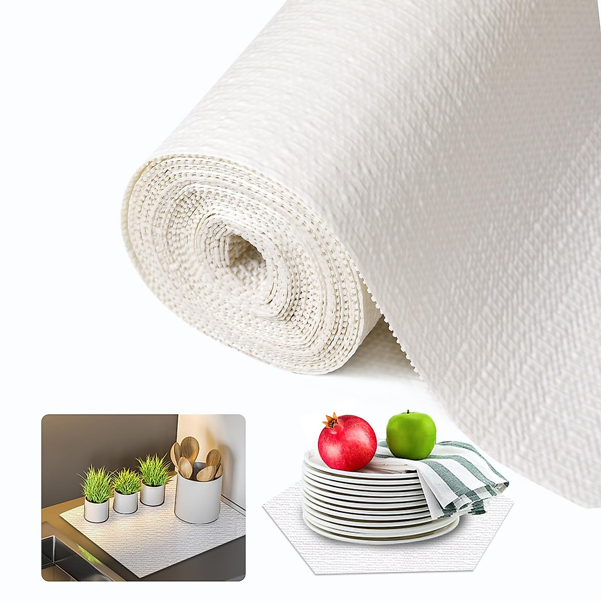 Beautysaid Shelf and Drawer Liner for Ktichen Cabinet, Non Adhesive Non Slip Shelf Paper Waterproof Washable Thickened for Dresser Pantry Shelve Bathroom Protector Liner(White,12 in x 10 FT)