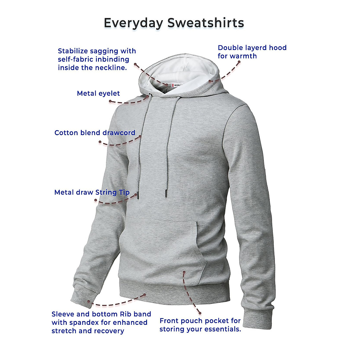 H2H Mens Basic Pullover Hoodies Sweatshirt Long Sleeve Kanga Pocket CHARCOAL US M/Asia L (CMOHOL050)