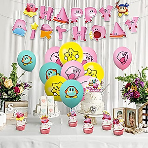 Star Birthday Party Decorations, Star Party Supplies with Cute Happy Birthday Banner, Cake Topper and 24pcs Cupcake Topper, 44PCS Game Themed Birthday Party Supplies for Girls and Boys (Balloon Set)