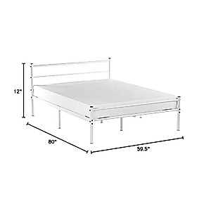 Zinus Geraldine 12 inch White Metal Platform Bed Frame with Headboard and Footboard / Premium Steel Slat Support / Mattress Foundation, Queen