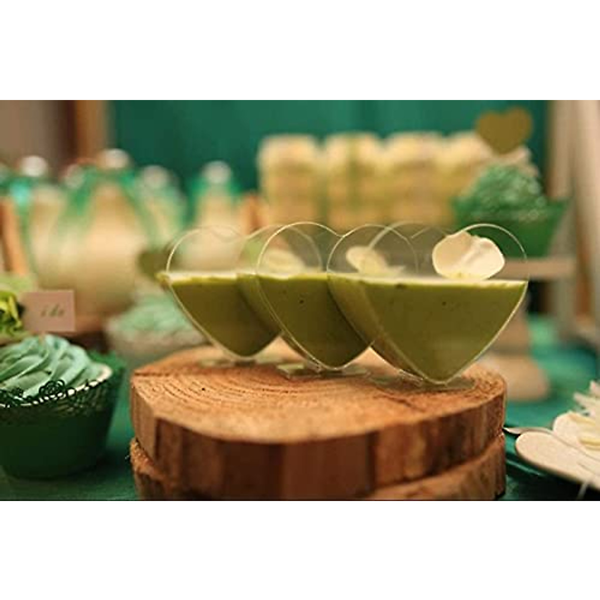 Healthcom 50 Packs 80ml Clear Mousse Dessert Cups Heart-Shaped Cake Cups Disposable Ice Cream Dessert Bowls Tasting Sample Cup Salad Sundae Pudding Cups Plastic Tableware Supplies for Party Wedding