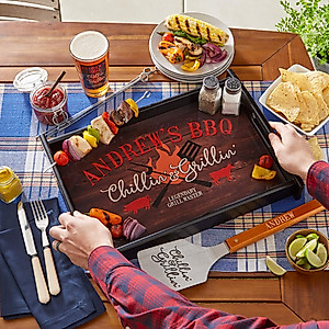 Let’s Make Memories Personalized Serving Tray - Chillin’ & Grillin’ - for Backyard Chefs - Unique Entertaining Essential - Customize Title, Message