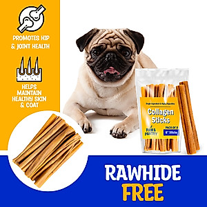 Paw & Pantry 6" Beef Collagen Sticks for Dogs (8 Pk) - Rawhide Free All Natural Collagen Chews for Dogs - Long Lasting Dog Collagen Sticks - Dog Treats Promote Hip, Joint, Skin, Coat, & Dental Health