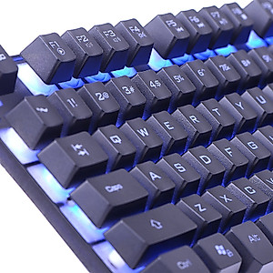 Moobom DB-A8 Mechanical Feel Gaming Keyboard, LED Three Color Backlit USB Wired Game Keyboard