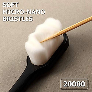 4 Pieces Extra Soft Toothbrushes 20000 Bristle Toothbrush Micro Nano Manual Toothbrush for Fragile Gums Adult Kids Children (Black, White)