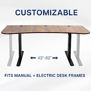 VIVO 63 x 32 inch Universal Table Top for Standard and Sit to Stand Height Adjustable Home and Office Desk Frames, 3 Section Desktop, Vintage Brown, DESK-TOP1N