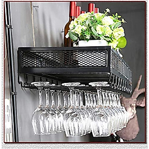 Creative Simplicity Creative Simplicity Wine Stand with Metal Stand, Vintage | Freestanding Creative Simplicity Wine Bottle Holder | Hanging Creative Simplicity Wine Glass Holder | Creative Simplicit