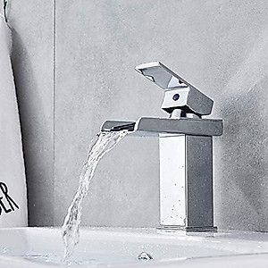 TECKI Kitchen Taps Waterfall Basin Faucet Chrome/Gold/Brushed Nickel/Orb Polished Deck Mount Bath Sink Faucet Hot Cold Mixer Tap