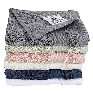 A1 HOME COLLECTIONS 100% Organic Cotton Towels 700 GSM Plush Feather Touch Quick Dry Wash Cloth, Pack of 6 GOTS Certified, Oeko-Tex Green Certified, Organic Cotton Wash Cloth 13"X13" (White)