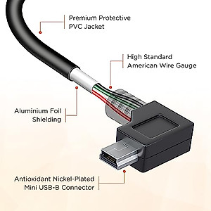 ROVE Ultimate 12ft Mini USB Car Charging Power Cable for R2-4K Dash Cam | with Mini-USB Port Only | Check Compatibility Image Before Purchasing