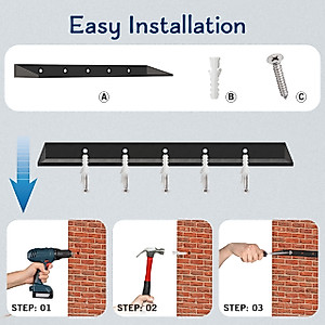 FEBTECH - Black Metal Floating Shelf - Floating Shelves for Wall - Steel Industrial Heavy Duty Renter Friendly Shelves - Stylish and Sturdy Storage Solution (36" X 8" X 2.5")