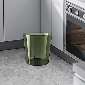 DimyFew Waste Paper Bin Rubbish Bin Clear Round Dustbin Trash Can for Dressing Table Office Bedroom Kids Room, Green S
