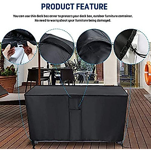 Kingling Deck Box Cover, Outdoor Storage Box Cover for Keter XXL 230 Gallon Deck Box Waterproof Outside Storage Bench Deck Boxes Covers Black (58" L x 33" W x 34" H)