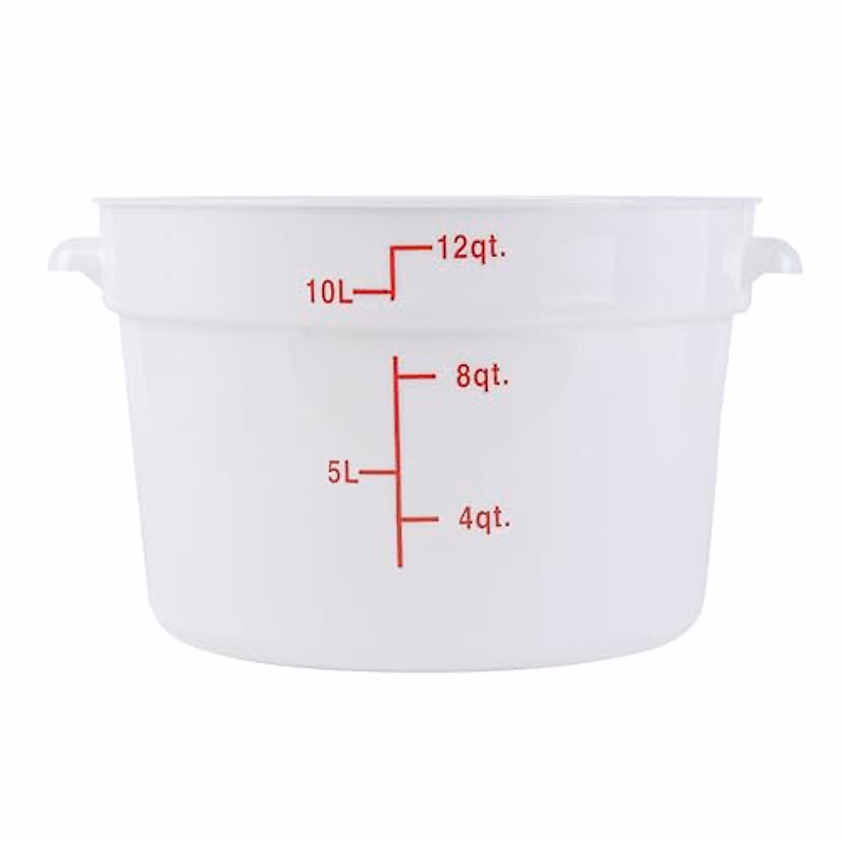 Restaurantware-Met Lux 12 Quart Food Storage Container, 1 White Storage Container - Lids Sold Separately, Red Volume Markers, Dishwashable Container, Side Handles, For Storing Foods