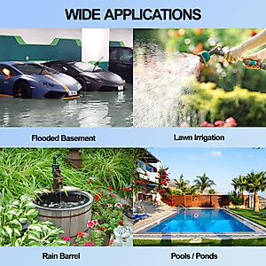 PANRANO Sump Pump 3/4HP Submersible Utility Water Pump 3500GPH Portable Water Transfer Pump for Pool Draining Garden Basements Hot Tub Pond Flood Yard with Adapters