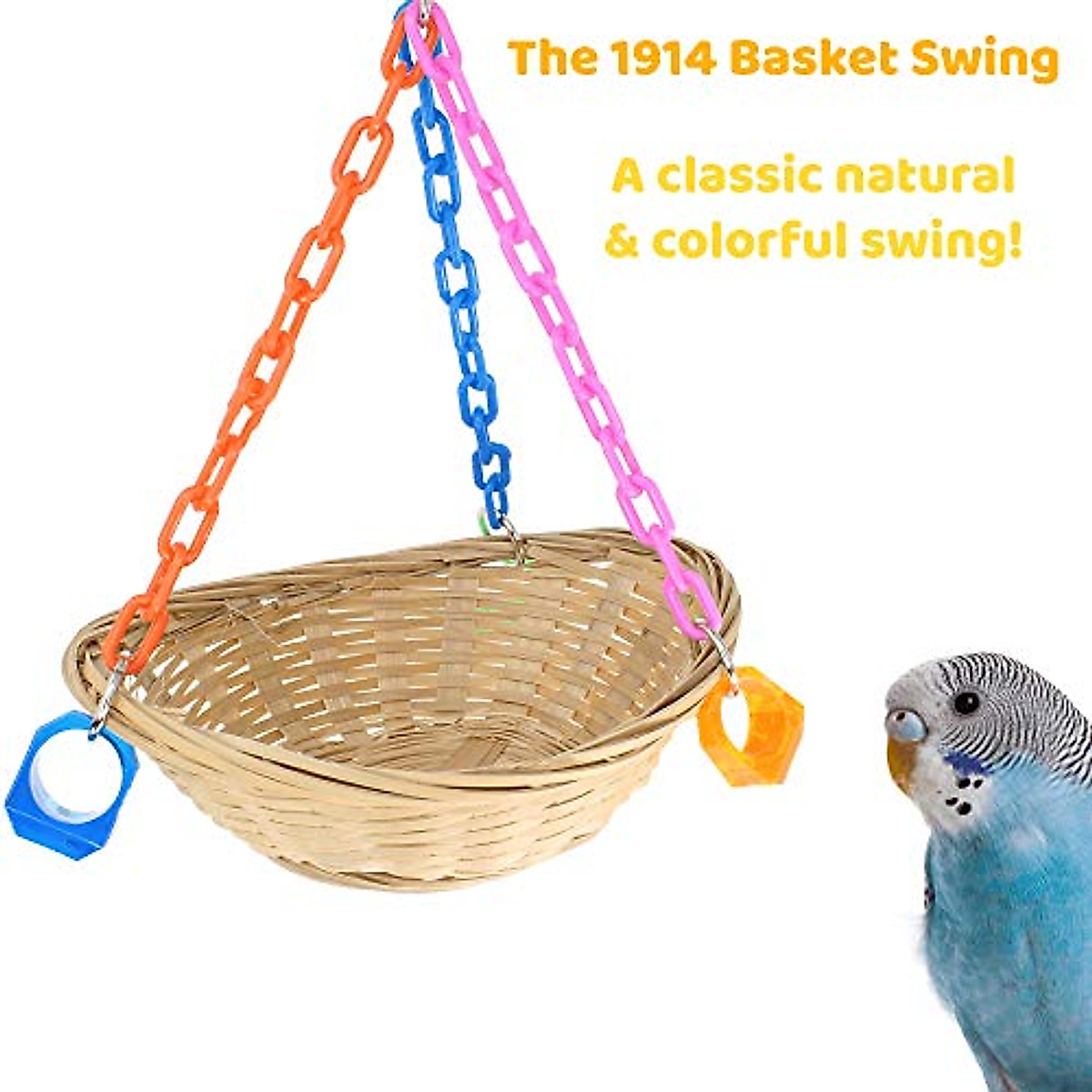 1914 Basket Swing Bonka Bird Toys Bamboo Colorful Chew Swing Hanging Parrot Quaker Parrotlet Budgie