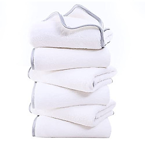 Cosy Family Ultra Soft Microfiber Absorbent Hand Towel Set of 6 - Silk Hemming Towels for Bathroom Clearance - Quick Drying - Perfect for Bath, Fitness, Gym, Shower, Hotel, and Spa - 16x28 Inch, White
