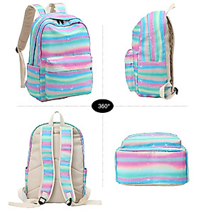 Joyfulife Girls Backpack with Lunch Box Kids School Backpack Bookbags Primary Elementary Student Backpack for Girls Set Rainbow