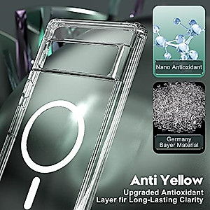oakxco Google Pixel 6 Pro Magnetic Case Clear, Compatible with Magsafe Charging, Slim Fit Protective Phone Case for Pixel 6 Pro, Shockproof Soft Silicone TPU Bumper&Hard PC, Crystal Clear Anti-Yellow