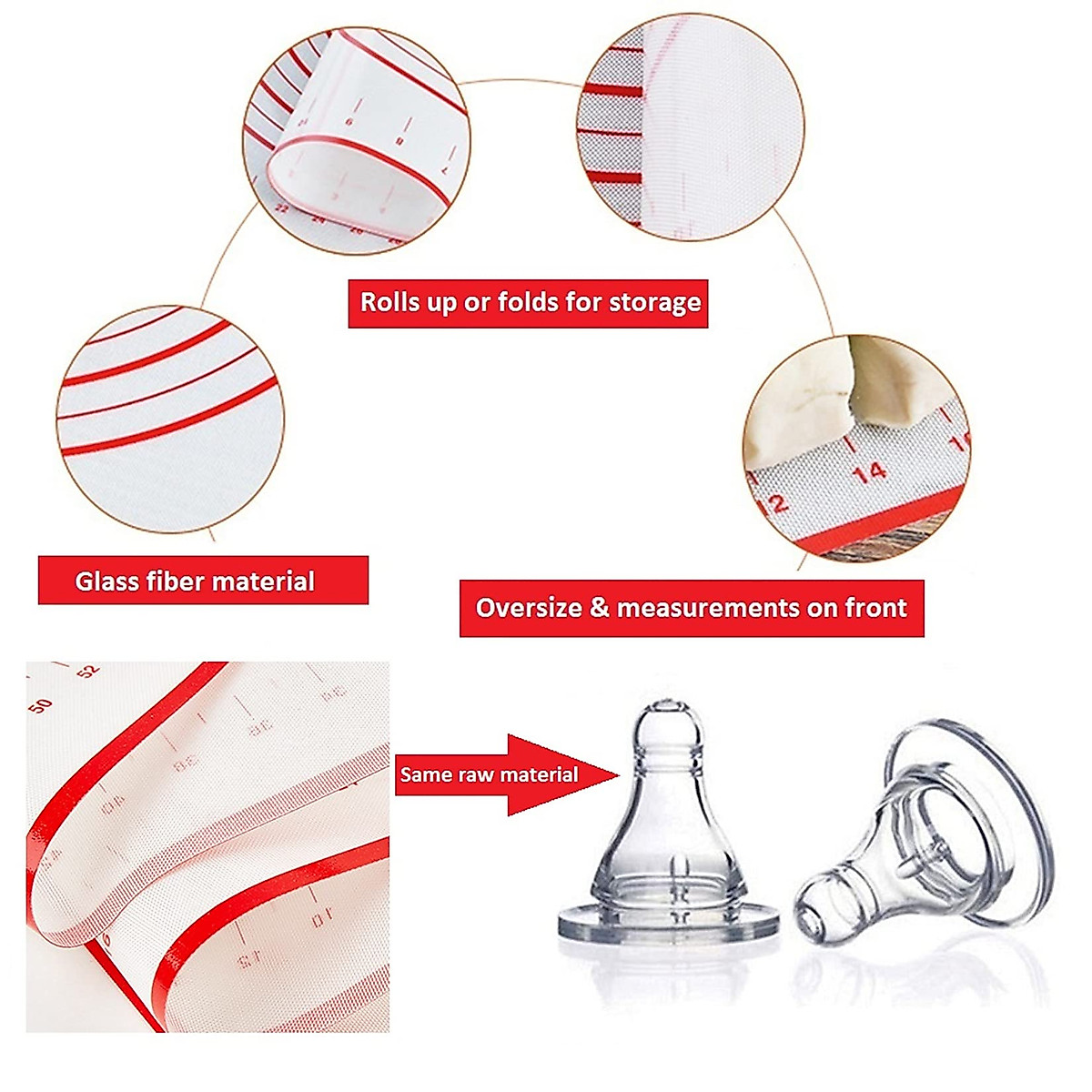 Silicone Pastry Mat Extra Large, 32" x 24" Non-stick Baking Mat with Measurement Kneading Board for Dough Rolling, Non-slip Counter Mat, Oven Liner, Fondant/Pie Crust Mat