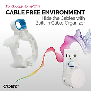 COBY WiFi Wall Outlet Mount Holder, Compact Cable Management Case, No More Tangled Cords! - White