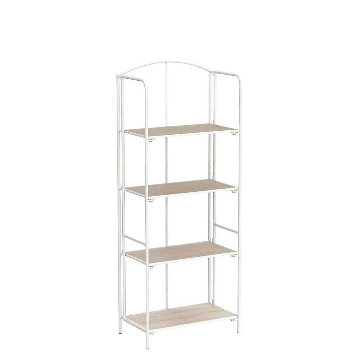 Crofy No Assembly Folding Bookshelf for Living Room, 4 Tier White Collapsible Book Shelf for Home Office, Portable Bookcase Storage Organizer