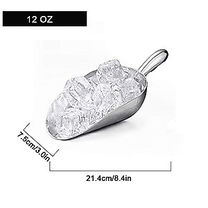 Ice Cube Scoop Cast Aluminum Shovel Scoops Kitchen Utility Scoops Set Contoured Handle, Ice Scooper for Ice Maker Freezer Coffee Bean Food Candy Flour Popcorn Rust Free 12 oz